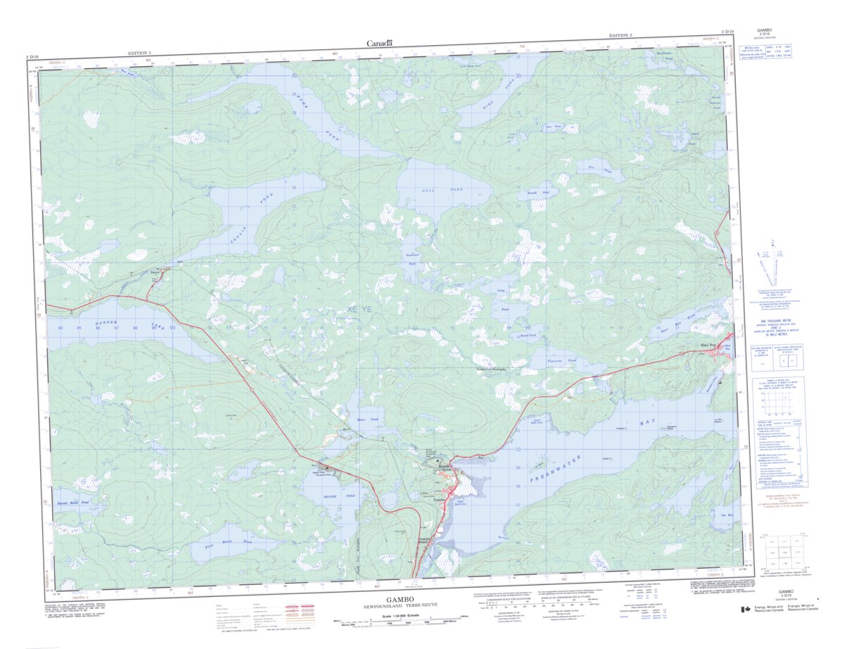 Gambo, NL (002D16 CanMatrix) Map by Natural Resources Canada | Avenza Maps