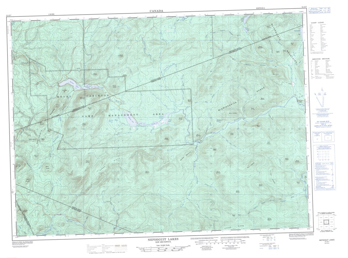 Nepisiguit Lakes, NB (021O07 CanMatrix) Map by Natural Resources Canada ...