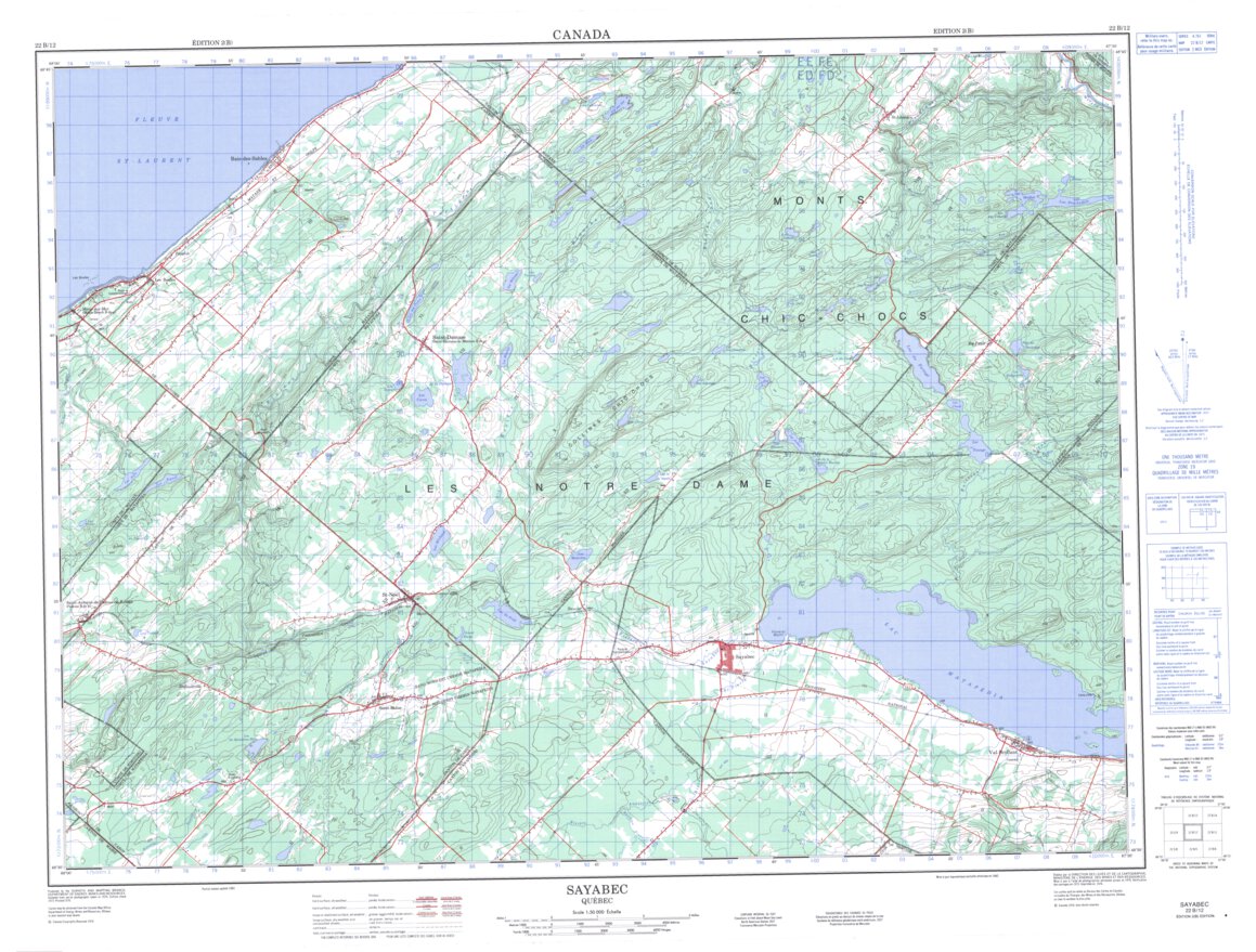 Sayabec, QC (022B12 CanMatrix) Map by Natural Resources Canada | Avenza ...