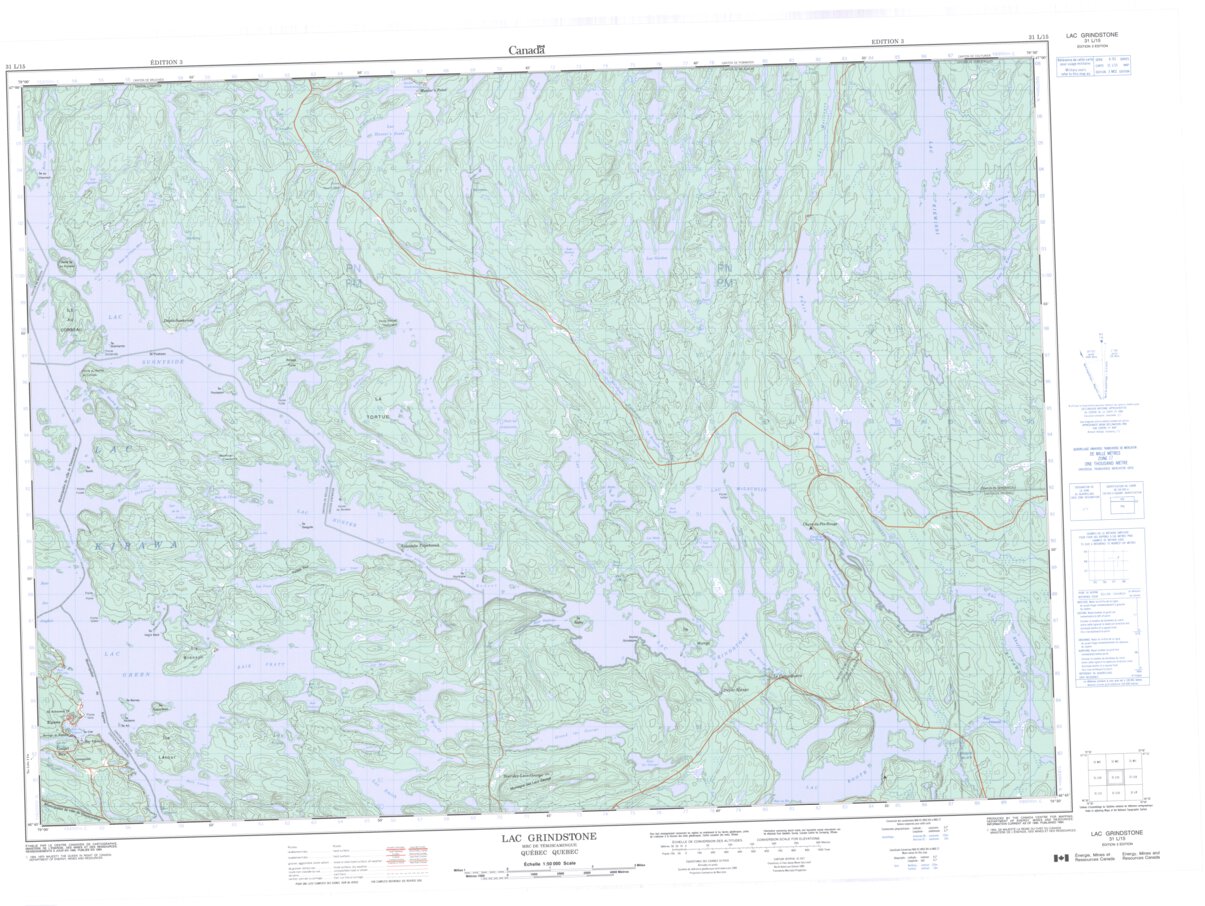 Lac Grindstone, QC (031L15 CanMatrix) Map by Natural Resources Canada ...