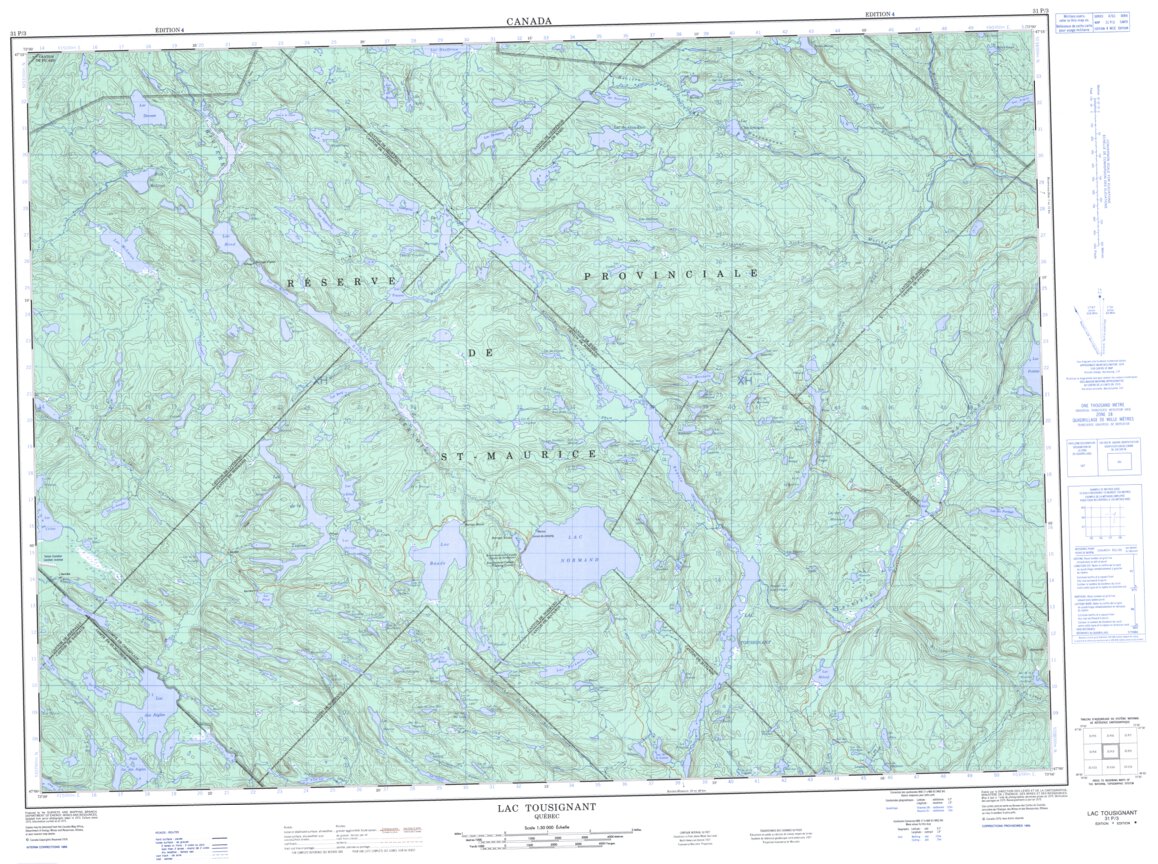 Lac Tousignant, QC (031P03 CanMatrix) Map by Natural Resources Canada ...