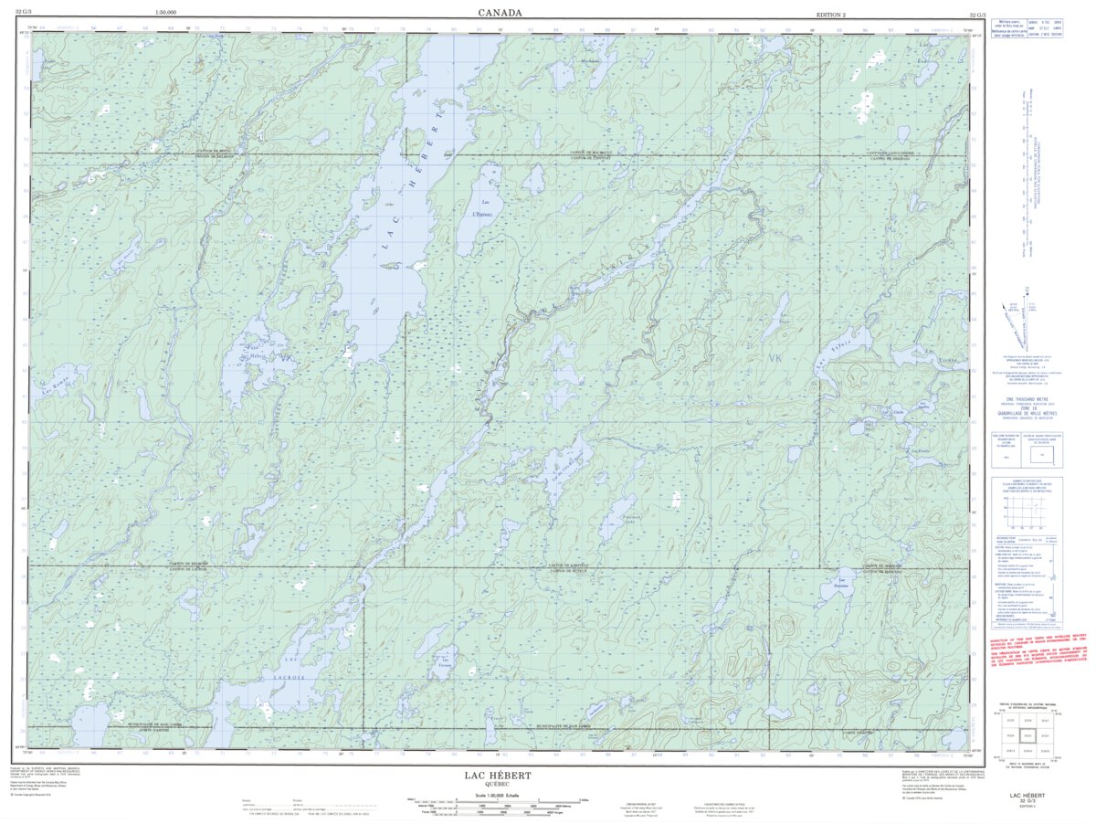 Lac Hébert, QC (032G03 CanMatrix) Map by Natural Resources Canada ...