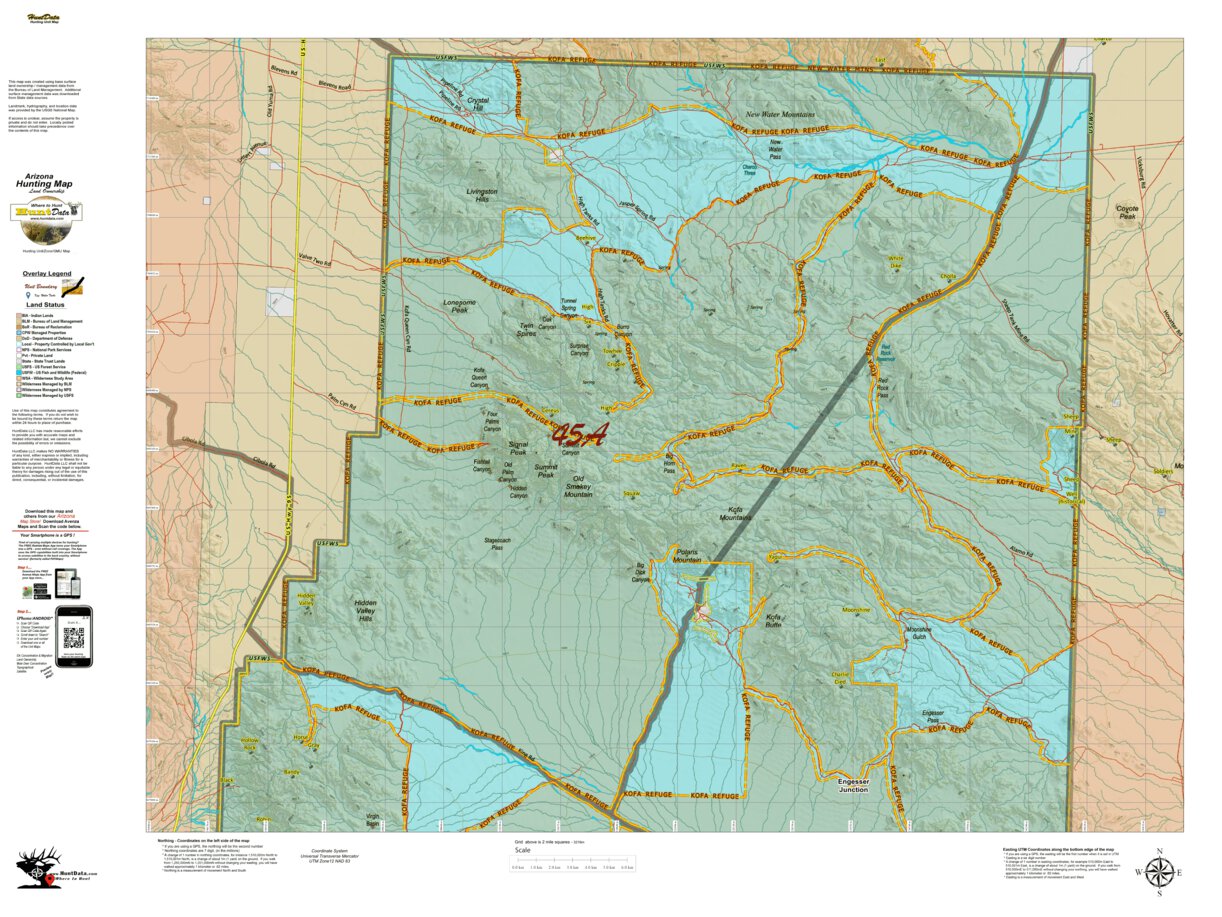 AZ Unit 45A Land Ownership Map by Arizona HuntData LLC | Avenza Maps