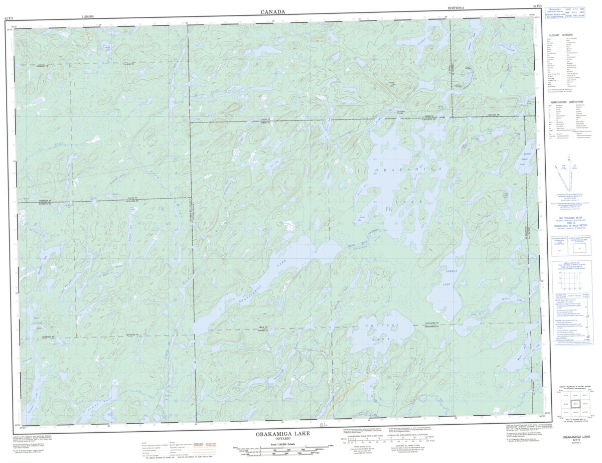 Obakamiga Lake, ON (042F03 CanMatrix) Map by Natural Resources Canada ...