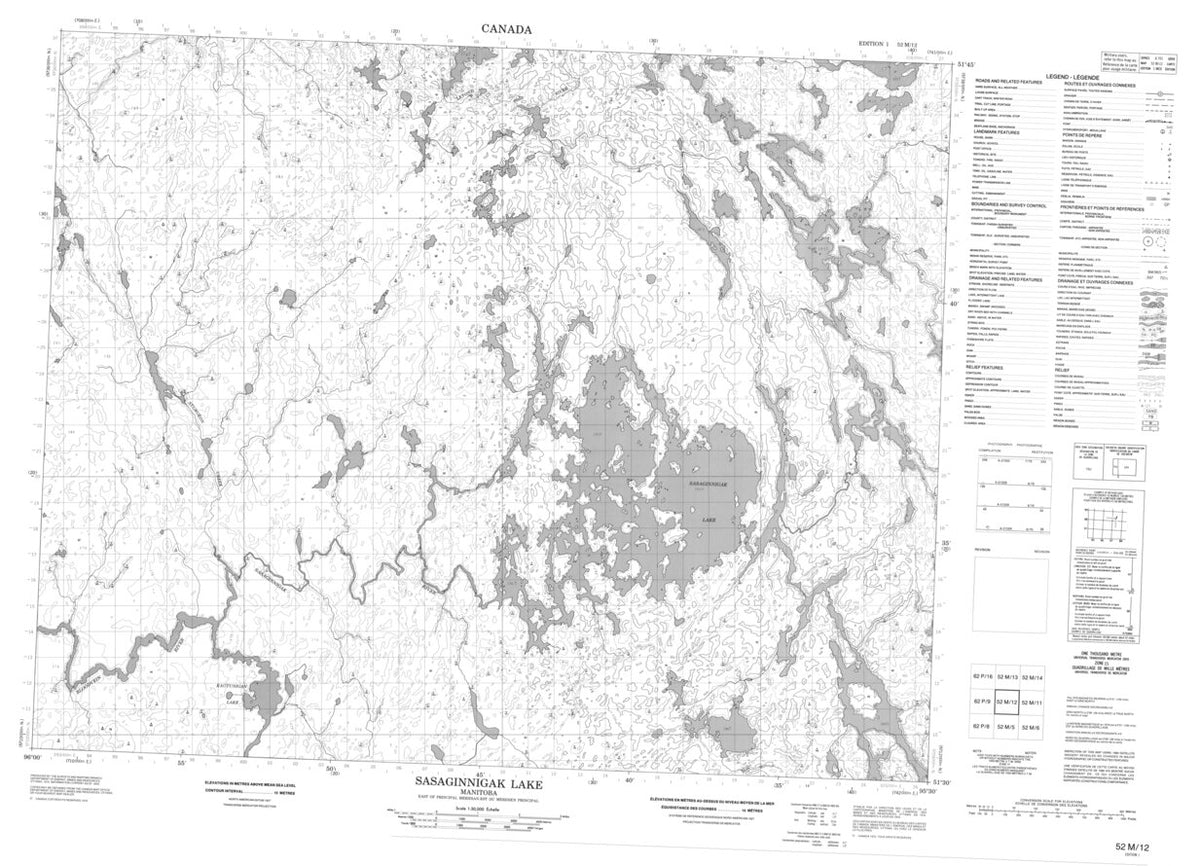 Sasaginnigak Lake, MB (052M12 CanMatrix) Map by Natural Resources ...