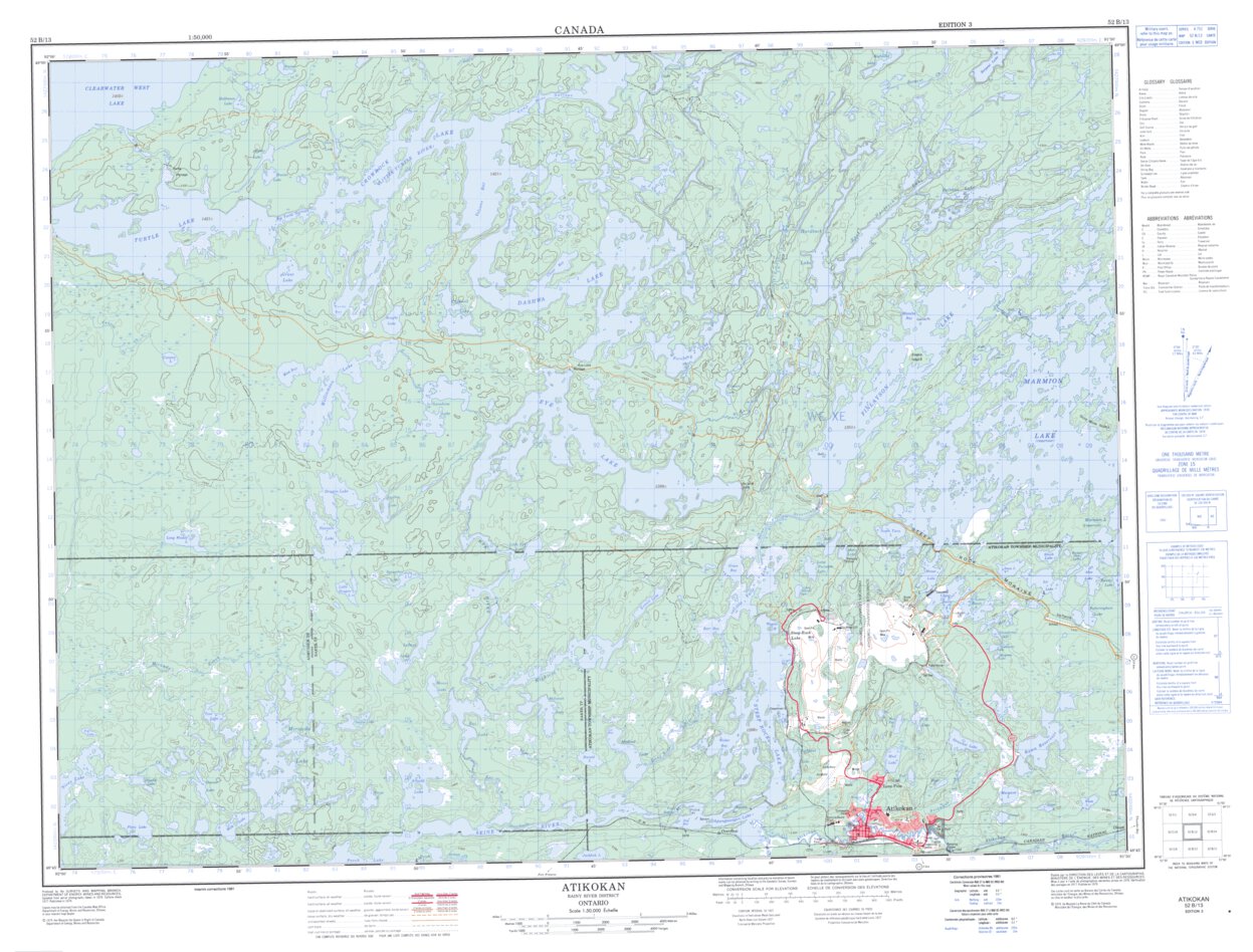 Atikokan, ON (052B13 CanMatrix) Map by Natural Resources Canada ...