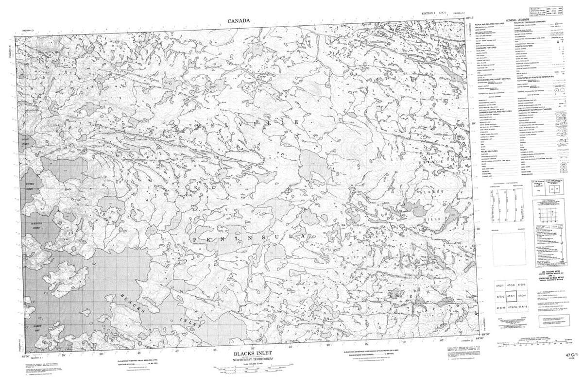 Blacks Inlet, NU (047C01 CanMatrix) Map by Natural Resources Canada ...