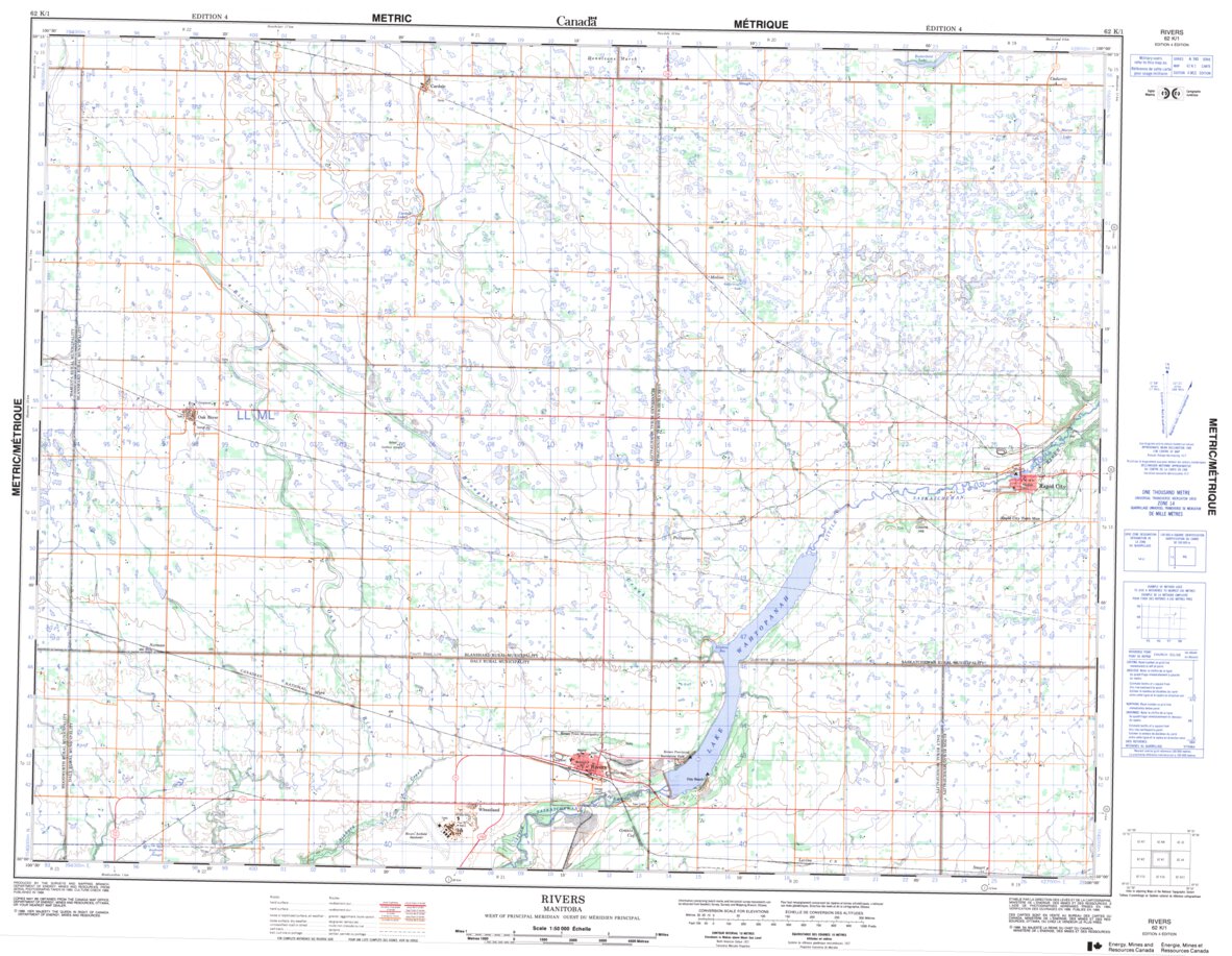 Rivers, MB (062K01 CanMatrix) Map by Natural Resources Canada | Avenza Maps