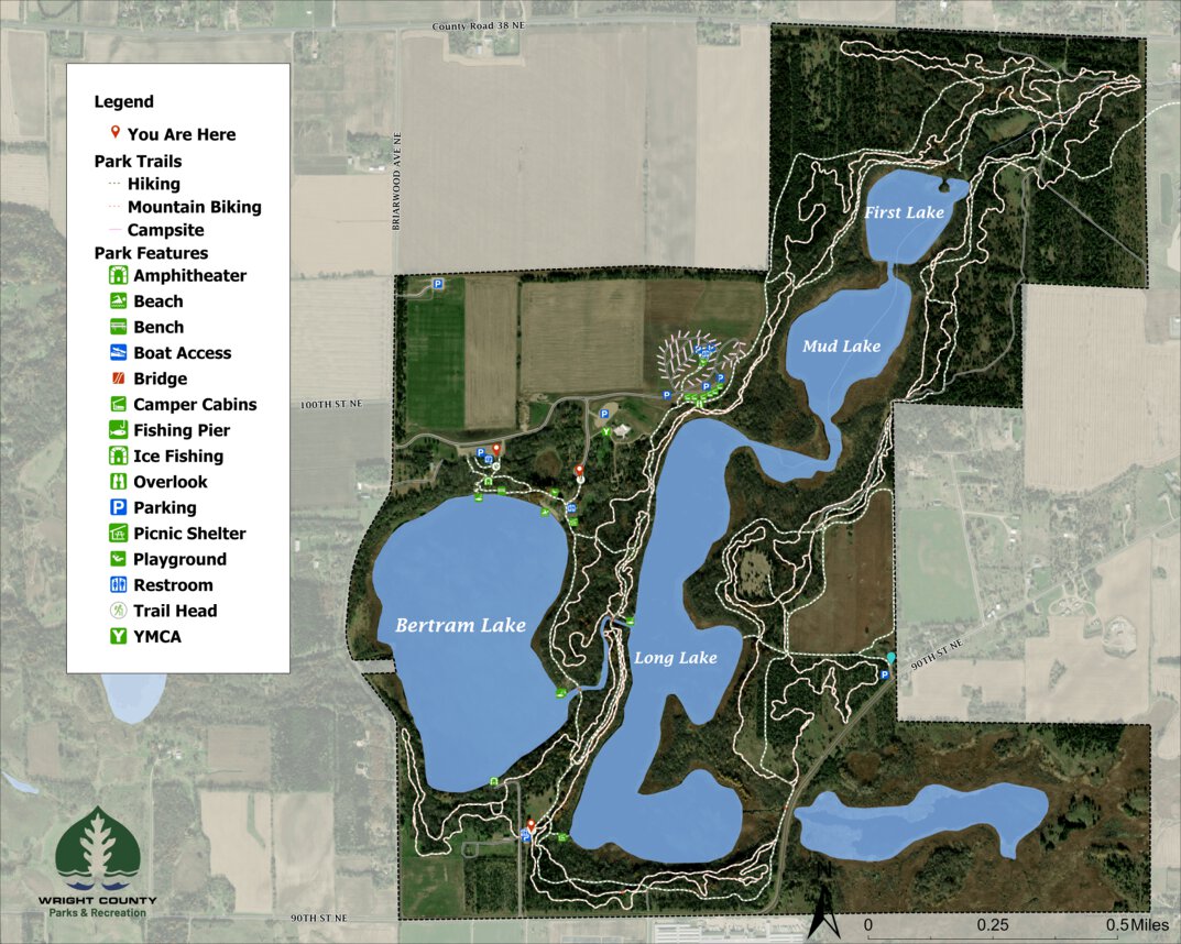 Bertram Chain of Lakes Regional Park & Campground Map by Wright County ...