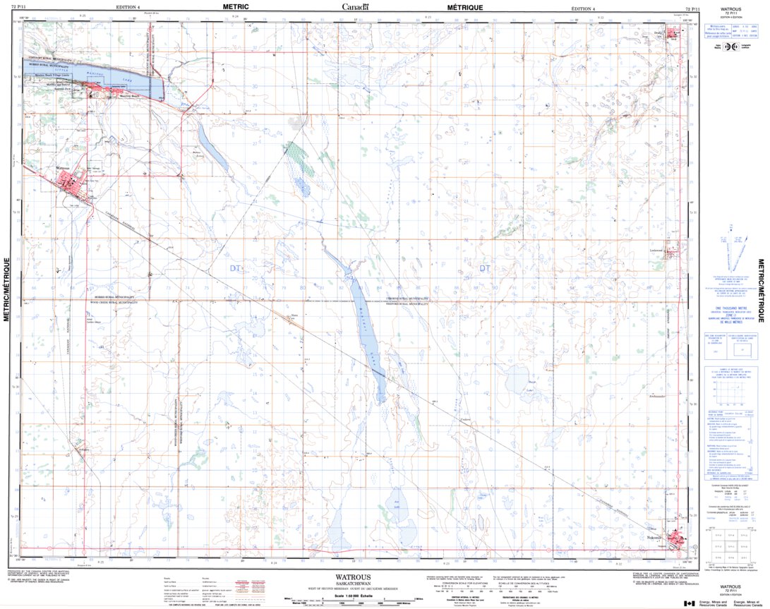 Watrous, SK (072P11 CanMatrix) Map by Natural Resources Canada | Avenza ...