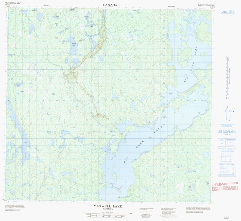 Maxwell Lake, MB (064G13 CanMatrix) Map by Natural Resources Canada ...