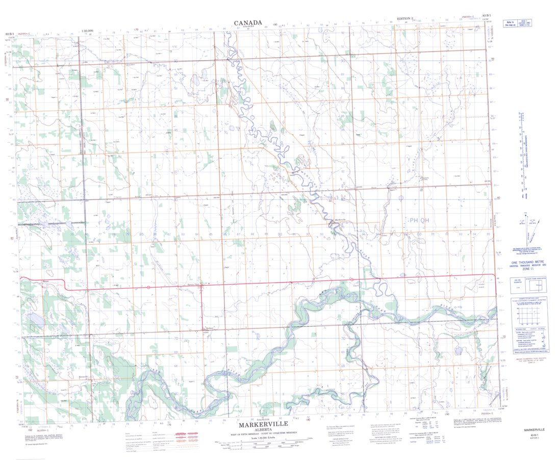 Markerville, AB (083B01 CanMatrix) Map by Natural Resources Canada ...