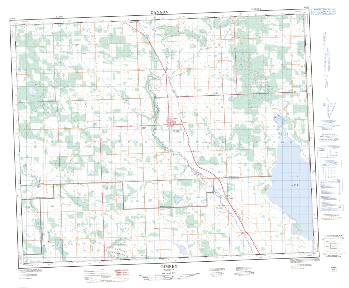 Rimbey, AB (083B09 CanMatrix) Map by Natural Resources Canada | Avenza Maps