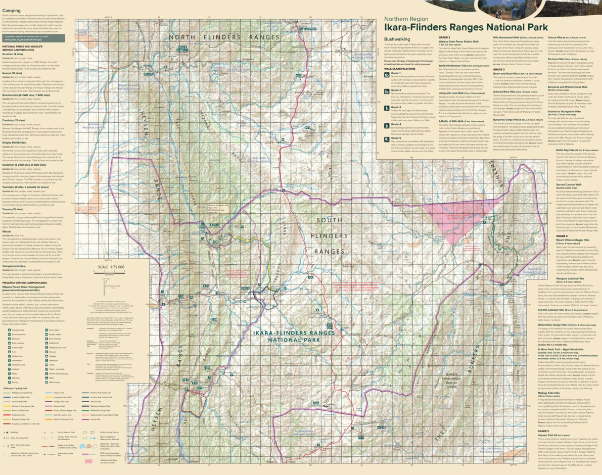 Ikara-Flinders Ranges NP NORTH Bushwalking Map by Mapland - Department ...