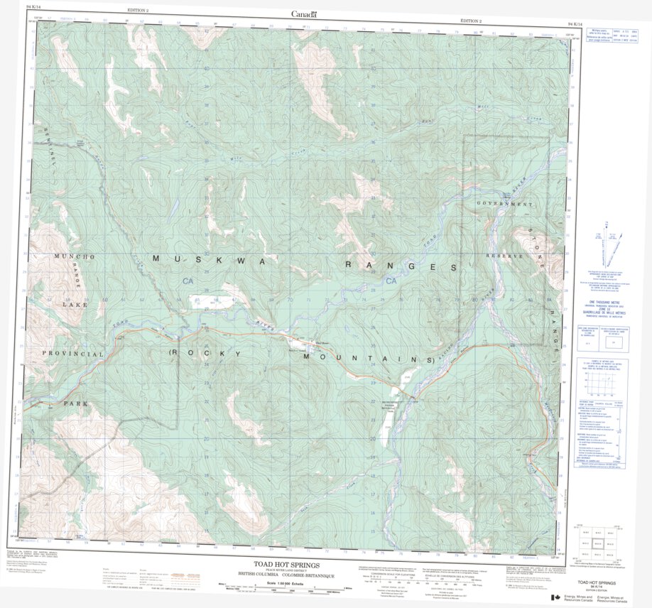 Toad Hot Springs, BC (094K14 CanMatrix) Map by Natural Resources Canada ...
