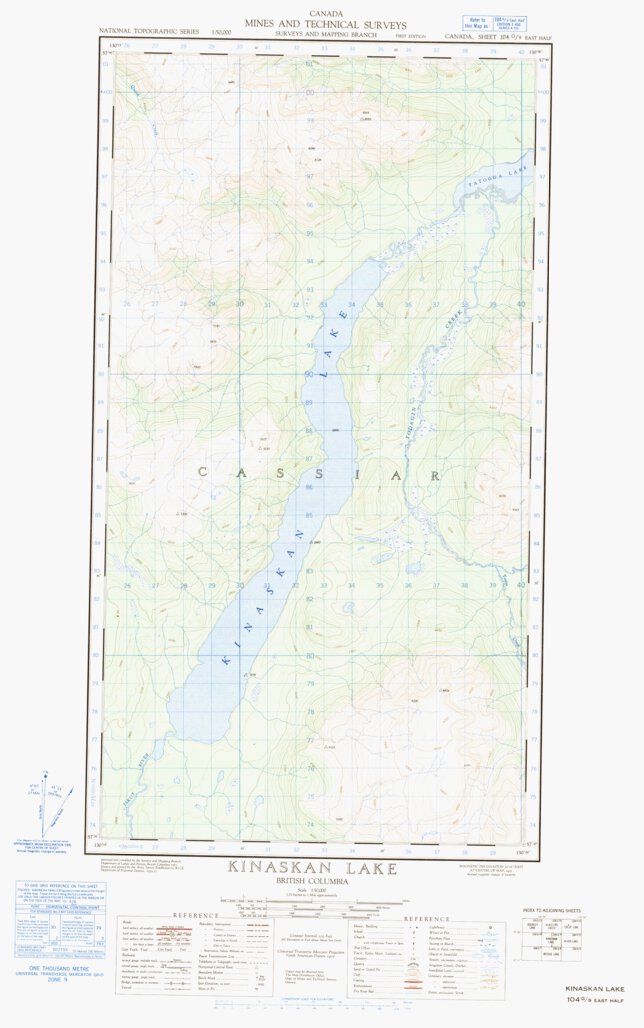 Kinaskan Lake East, BC (104G09 CanMatrix) Map by Natural Resources ...