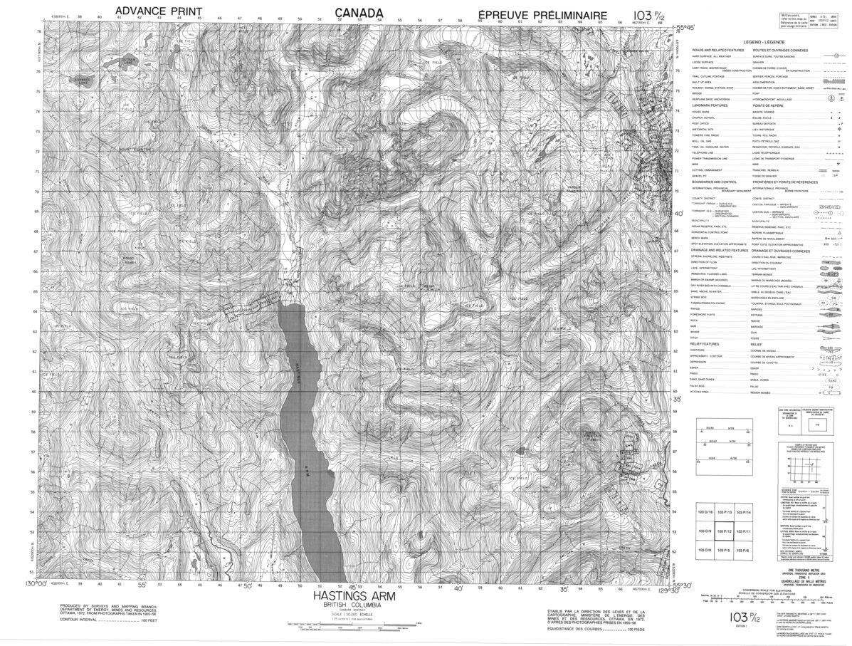 Hastings Arm, BC (103P12 CanMatrix) Map by Natural Resources Canada ...