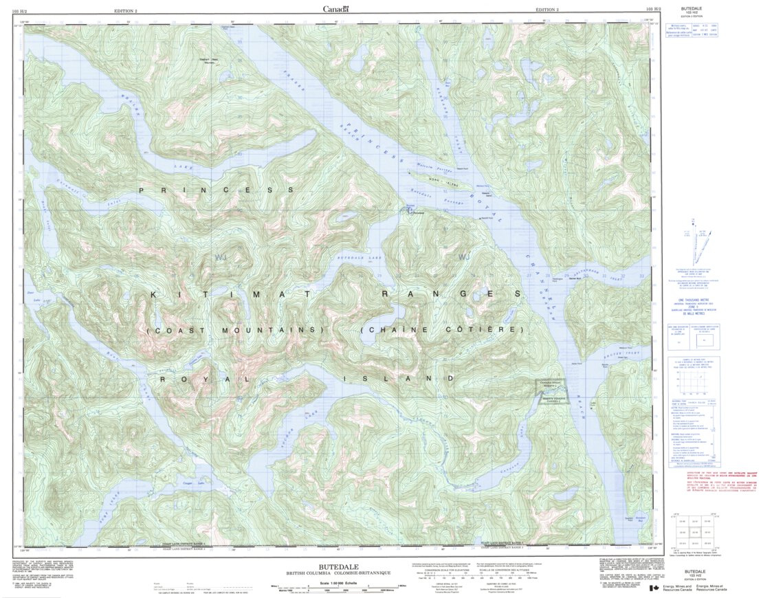 Butedale, BC (103H02 CanMatrix) Map by Natural Resources Canada ...