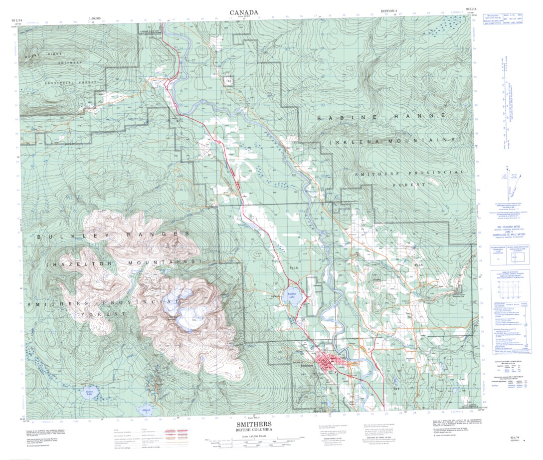 Smithers, BC (093L14 CanMatrix) Map by Natural Resources Canada ...