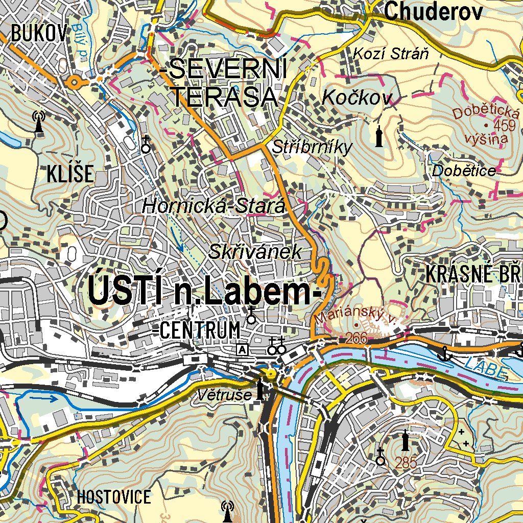 Ústí nad Labem (204) Map by Cesky urad zememericky a katastralni ...