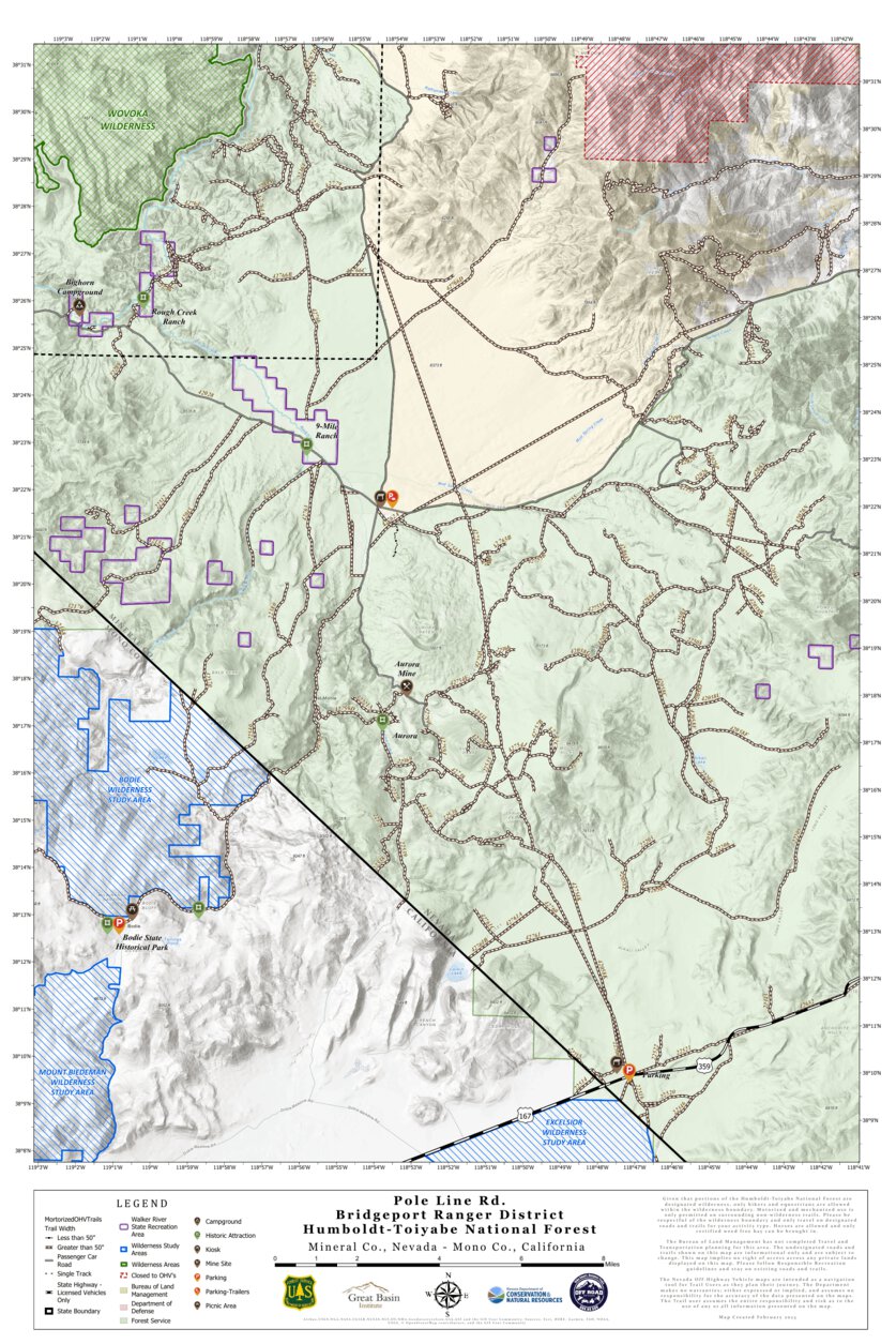 Pole Line Road Area OHV Trails Map by Nevada Department of Conservation ...
