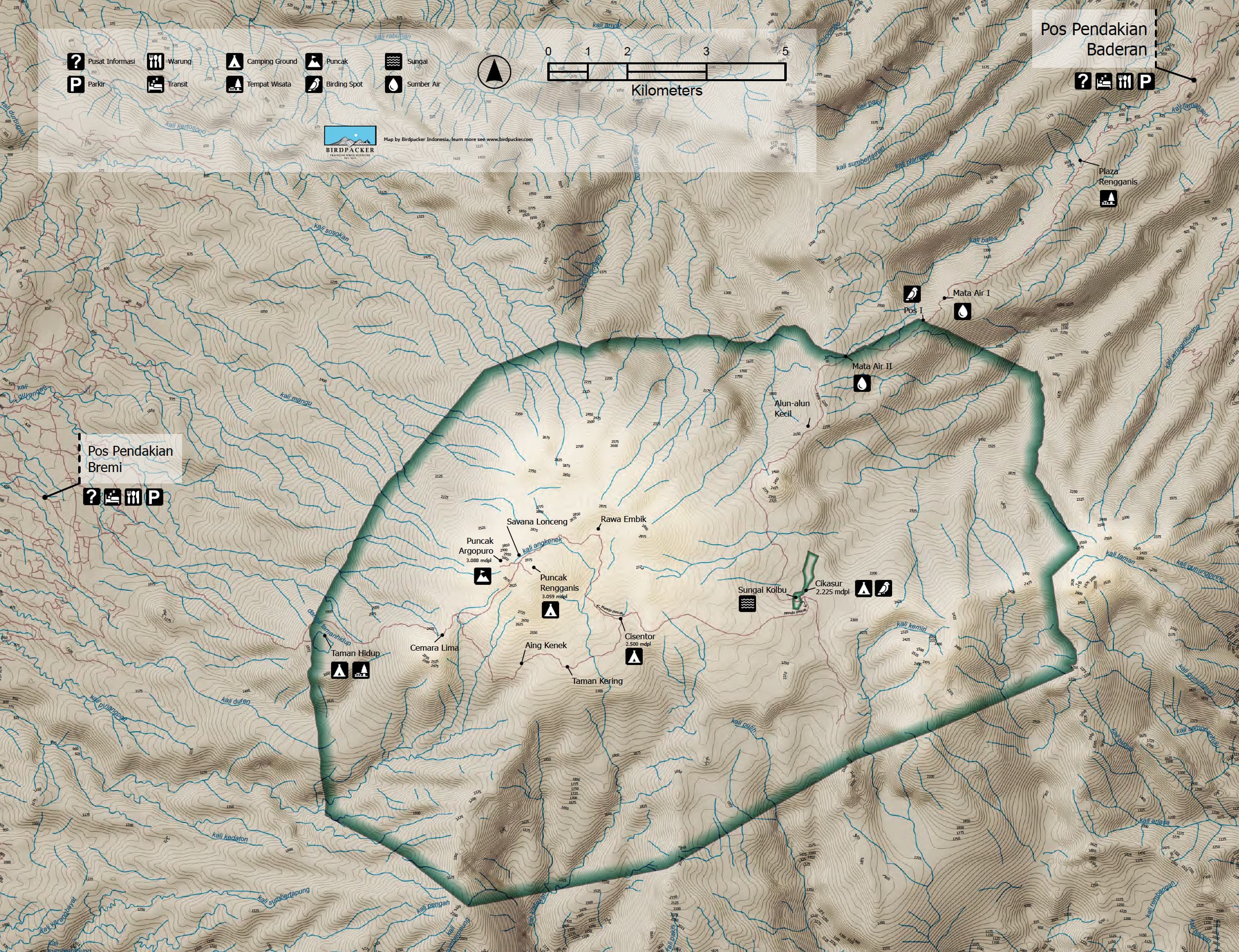 Gunung Argopuro - BIRDPACKER'S Map by Birdpacker Indonesia | Avenza Maps