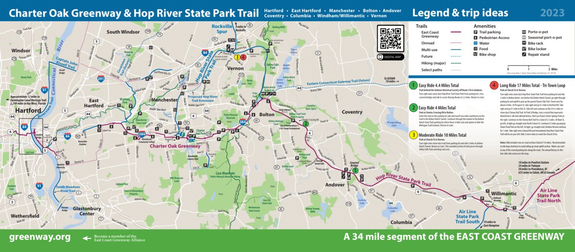 Charter Oak Greenway & Hop River State Park Trail Map by Steve Spindler ...
