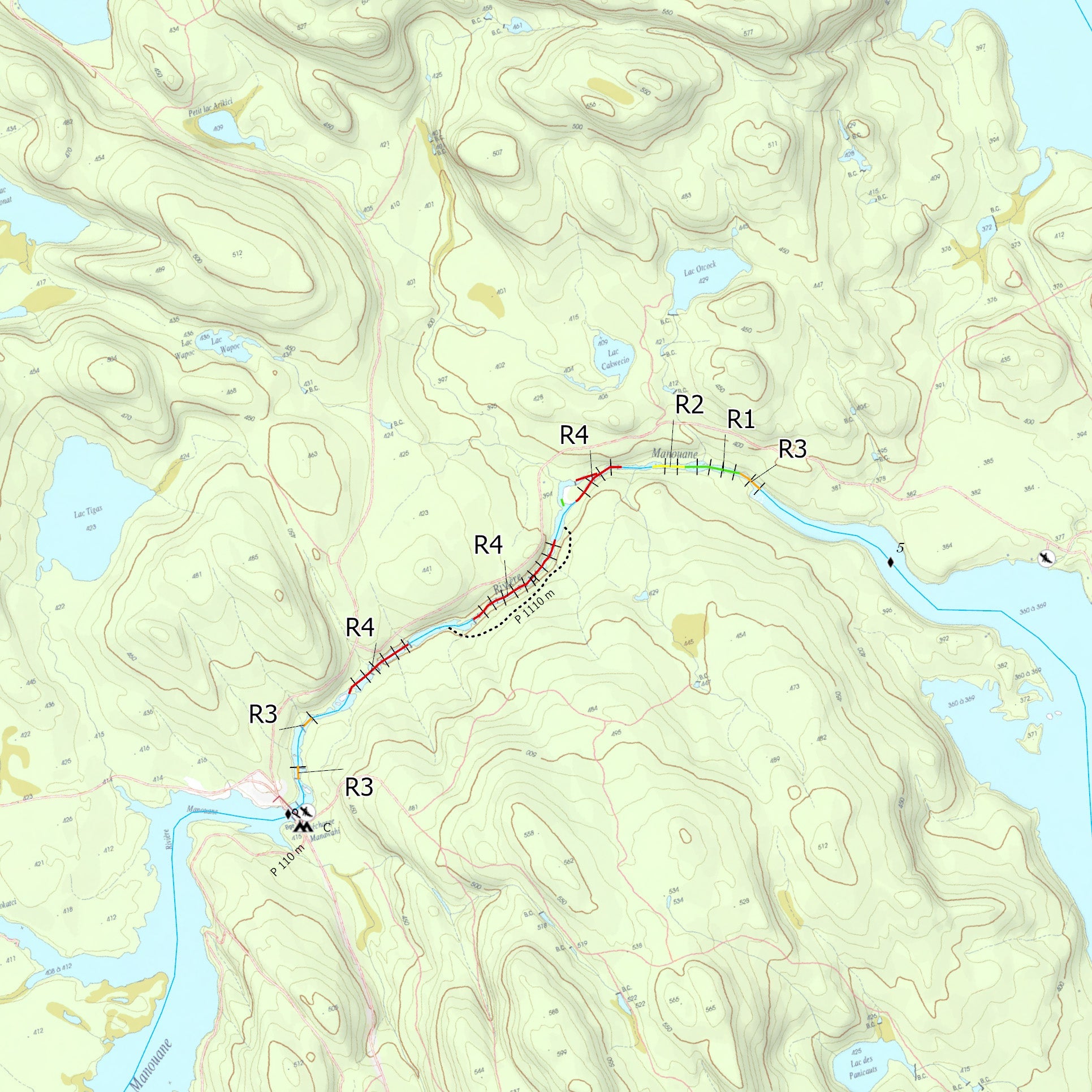 Rivière Manouane (Mauricie) Map by Canot Kayak Quebec | Avenza Maps