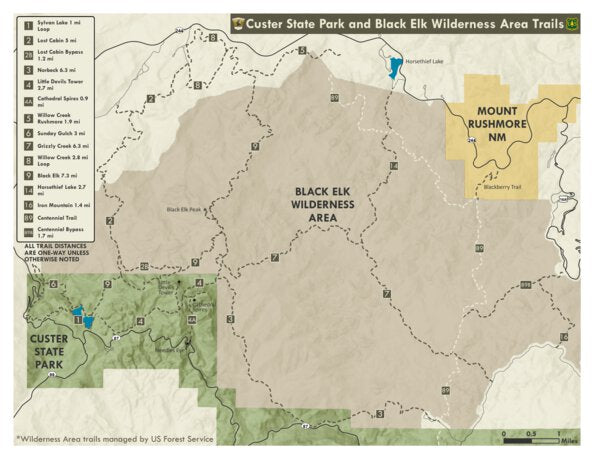 Custer State Park and Black Elk Wilderness Area Trails Map by South ...