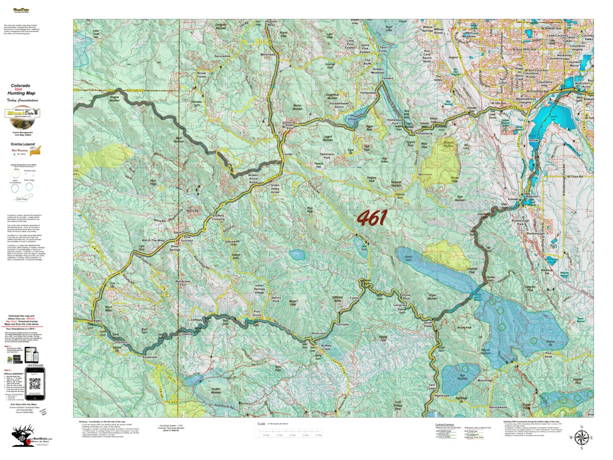 Unit 461 Turkey Concentrations Map by Colorado HuntData LLC | Avenza Maps