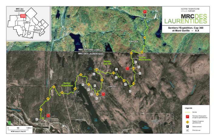 Sentiers Expédition - Cap 360 - Mont Gorille Map by MRC des Laurentides ...