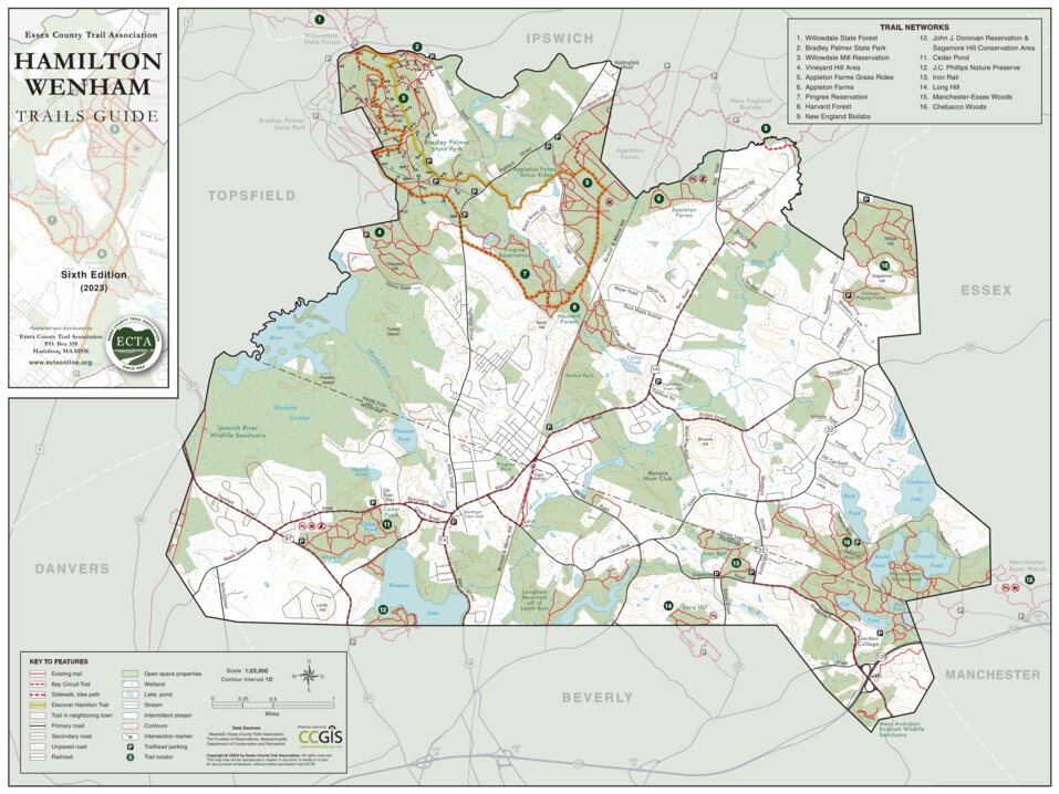 ECTA Hamilton Wenham Trail Map by Essex County Trail Association ...