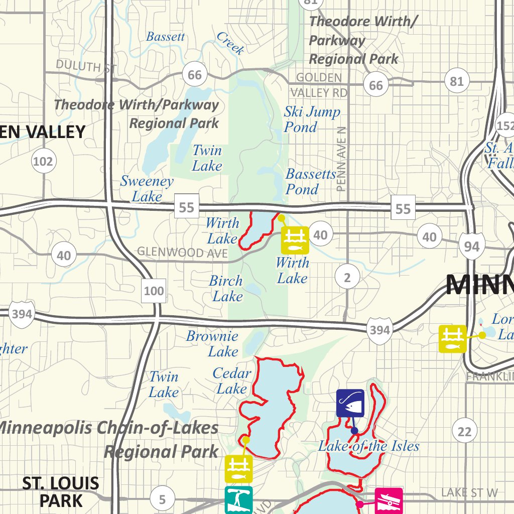 Twin Cities Water Recreation Opportunities in Minnesota Map by ...