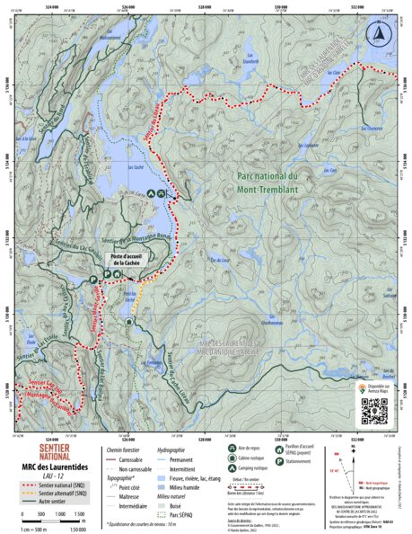 SNQ | Carte Laurentides 12 Map by Rando Quebec | Avenza Maps