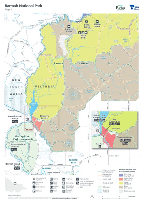Barmah National Park - Map 1 Visitor Guide by Parks Victoria | Avenza Maps