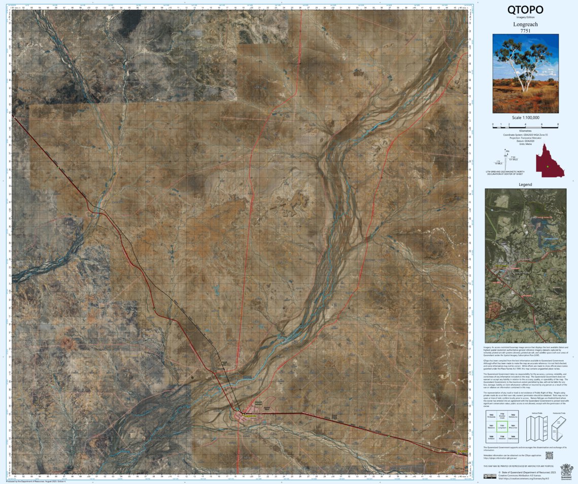 Longreach (7751i) Map by Department of Resources | Avenza Maps