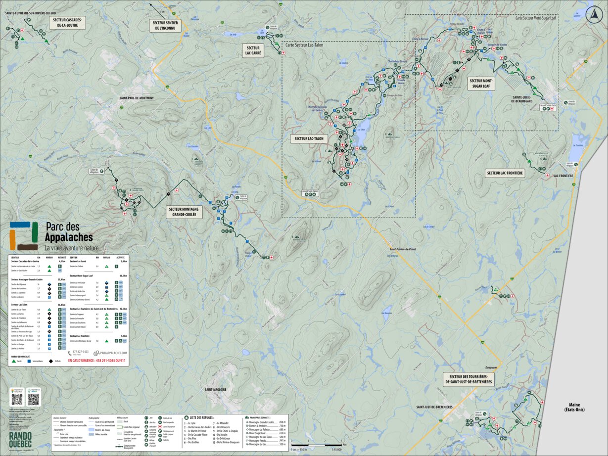 Parc des Appalaches | Carte général Map by Rando Quebec | Avenza Maps