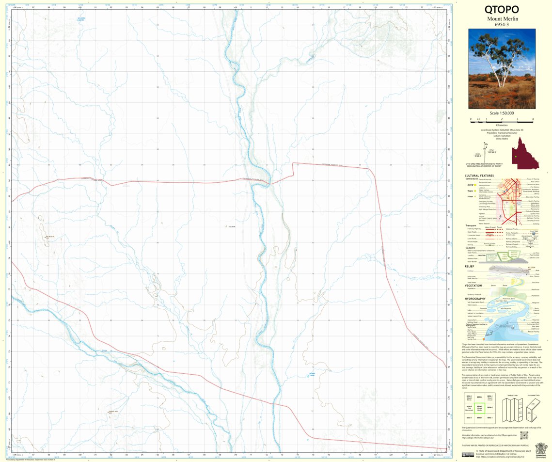 Mount Merlin (6954-3) Map by Department of Resources | Avenza Maps