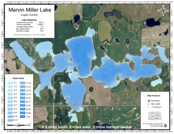 Marvin Miller Lake - Logan County Map by North Dakota Game and Fish Department | Avenza Maps