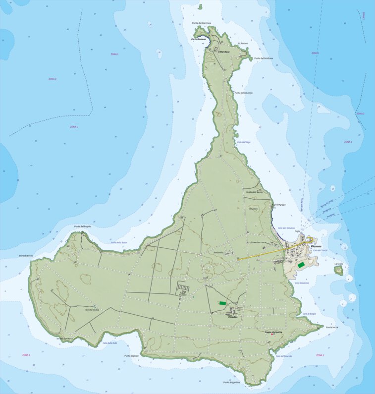 Pianosa (Park official) Map by 4LAND Srl | Avenza Maps