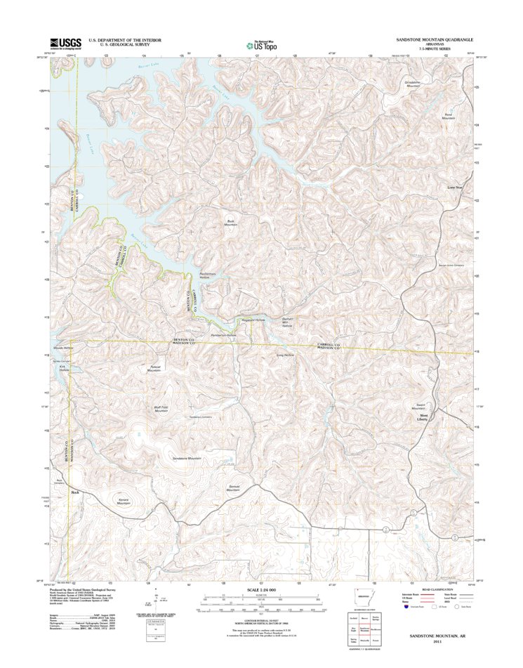 Sandstone Mountain, AR (2011, 24000-Scale) Map by United States ...