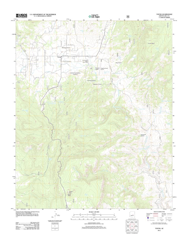 Young, AZ (2011, 24000-Scale) Map by United States Geological Survey ...