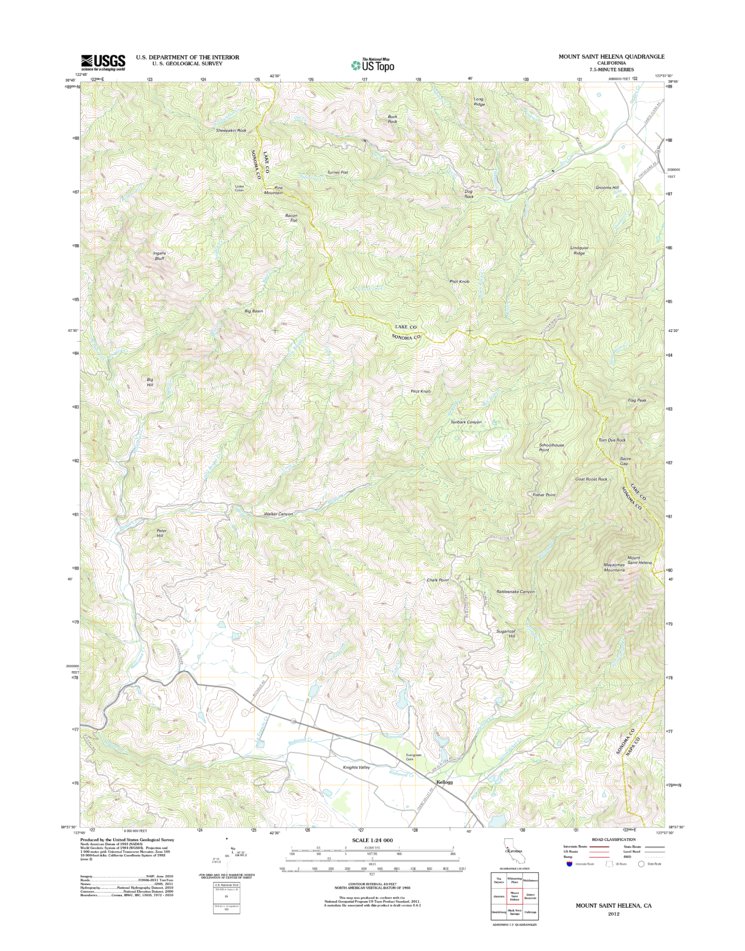 Mount Saint Helena, CA (2012, 24000-Scale) Map by United States ...