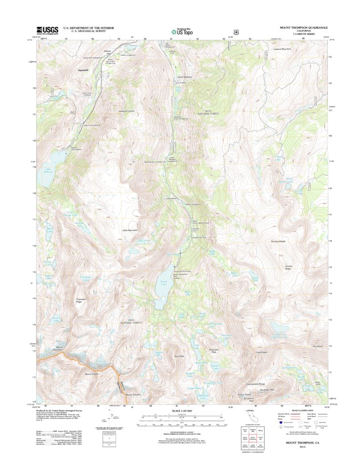 Mount Thompson, CA (2012, 24000-Scale) Map by United States Geological ...