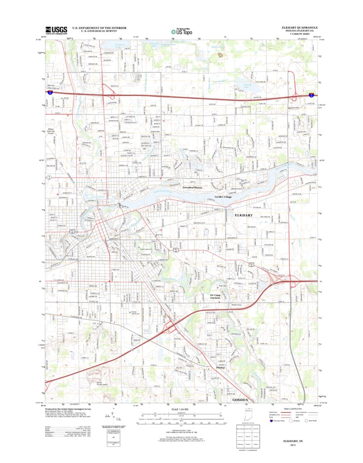 Elkhart, IN (2013, 24000-Scale) Map by United States Geological Survey ...