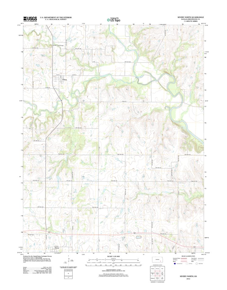 Severy North, KS (2012, 24000-Scale) Map by United States Geological ...