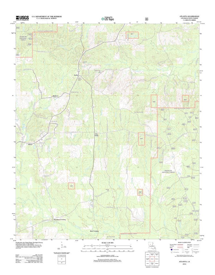 Atlanta, LA (2012, 24000-Scale) Map by United States Geological Survey ...