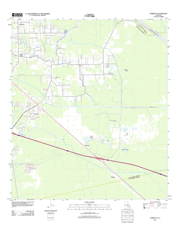 Sorrento, LA (2012, 24000-Scale) Map by United States Geological Survey ...