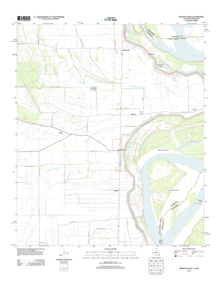 Transylvania, LA-MS (2012, 24000-Scale) Map by United States Geological ...