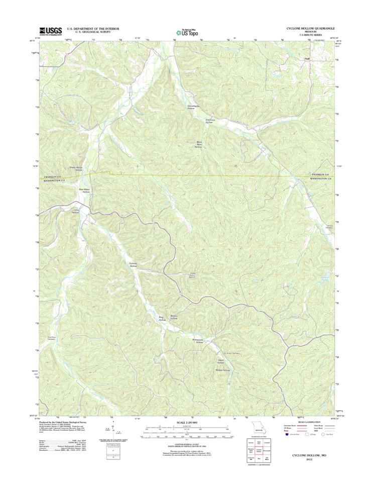 Cyclone Hollow, MO (2012, 24000-Scale) Map by United States Geological ...